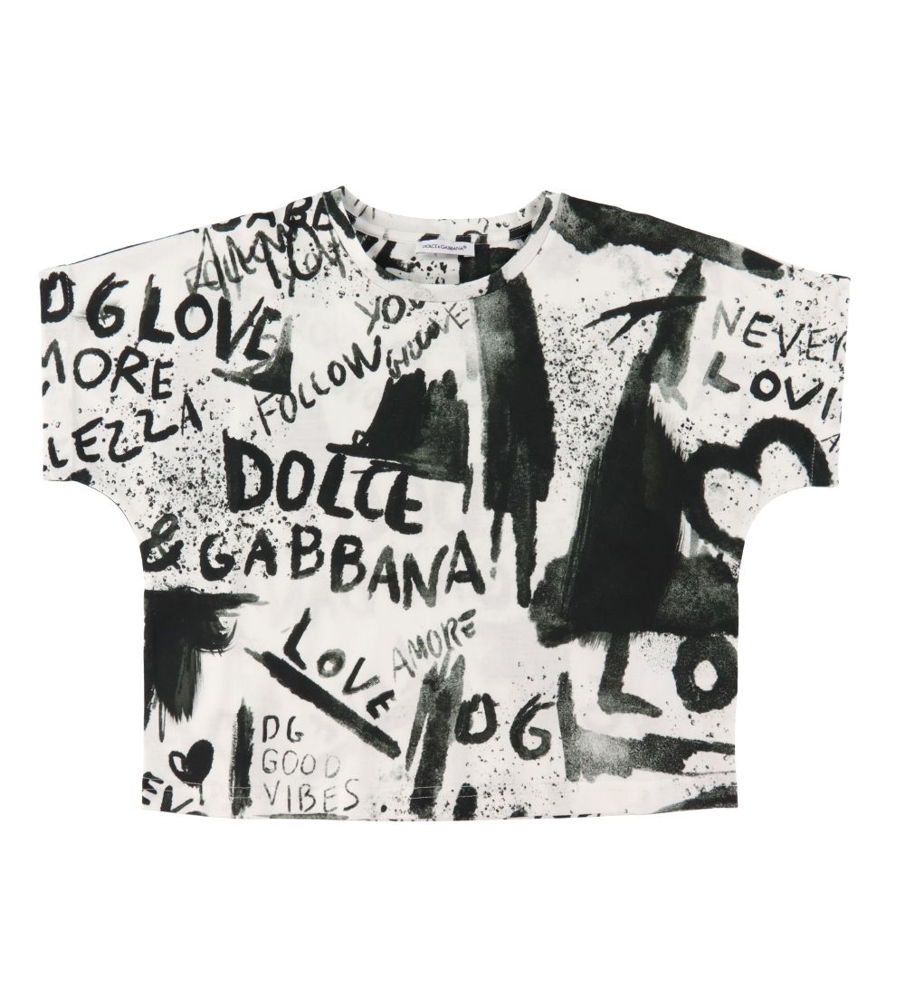 Dolce And Gabbana T Shirt Dg Next Black White W Graffiti