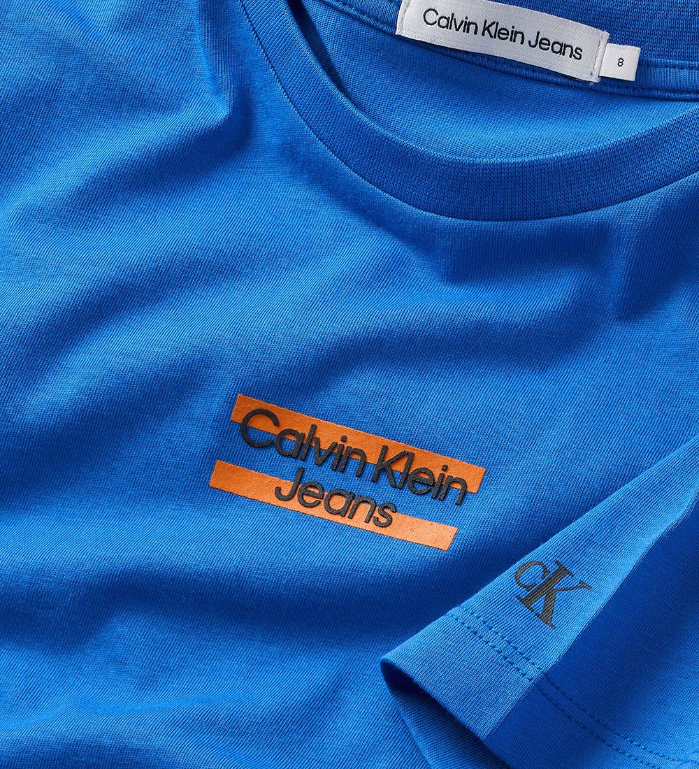Calvin Klein T Shirt Mini Block Logo Corrib River Blue